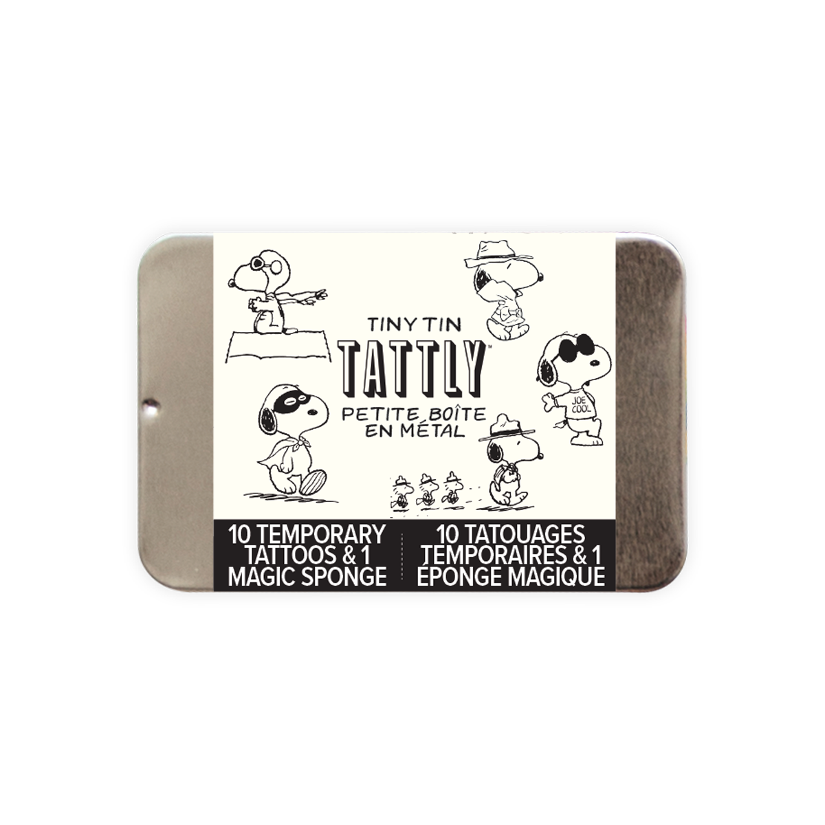 Many Faces of Snoopy Tiny Tin by PEANUTS from Tattly Temporary Tattoos