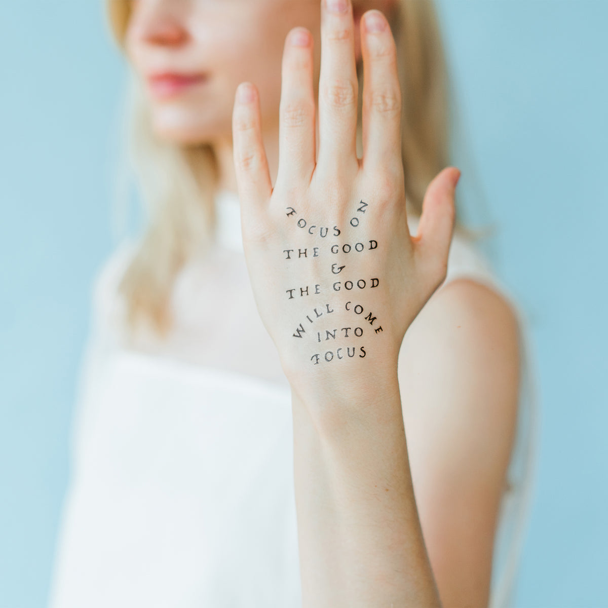 Focus On The Good Tattoo by Real Fun, Wow! from Tattly Temporary Tattoos