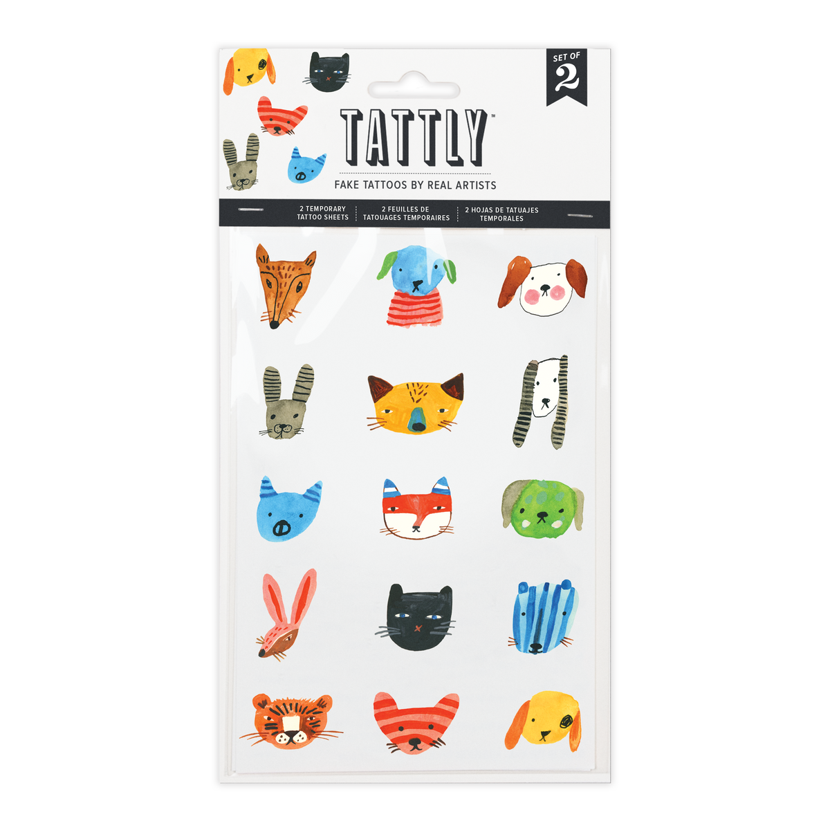 Fuzzy Faces Sheet by Carolyn Gavin from Tattly Temporary Tattoos